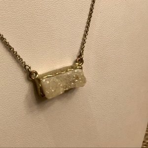 Vintage | Jewelry | Vintage White Druzy Stone Gold Chain Necklace ...